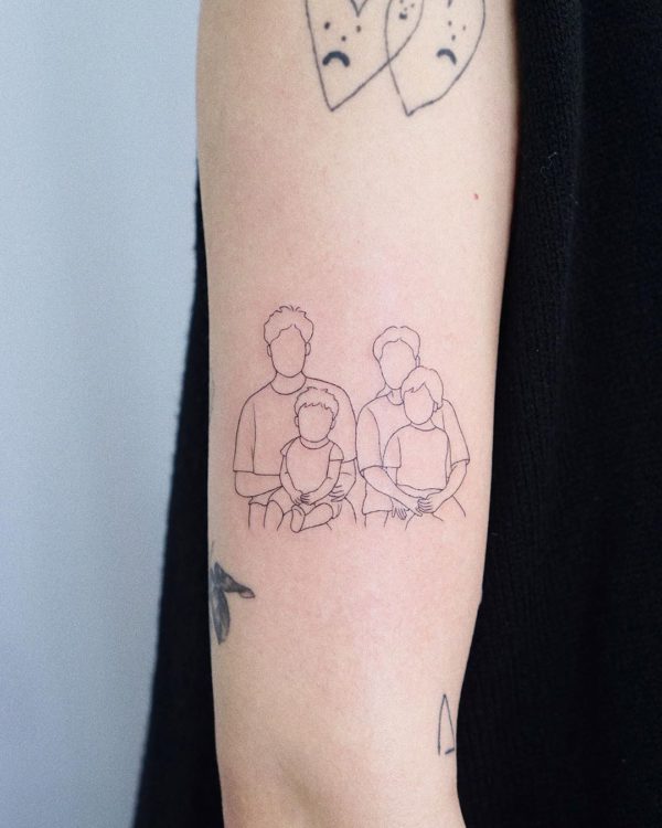 Minimalist Family Portrait Tattoos