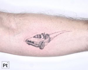 Delorean Tattoo on Forearm by Pablo Torre